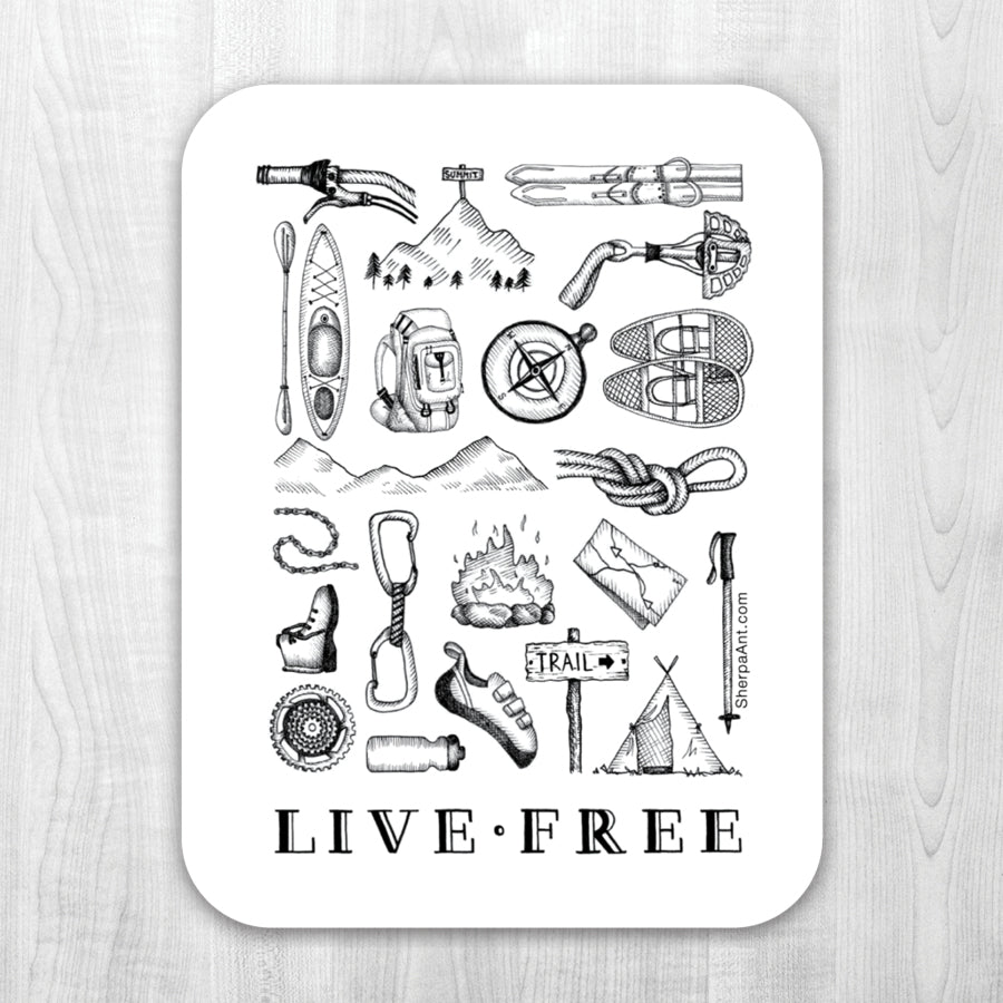 Live Free Sticker – Sherpa Ant