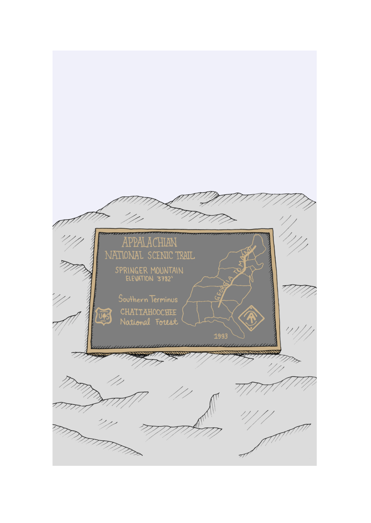 Springer Mountain Summit Sign Print – Sherpa Ant